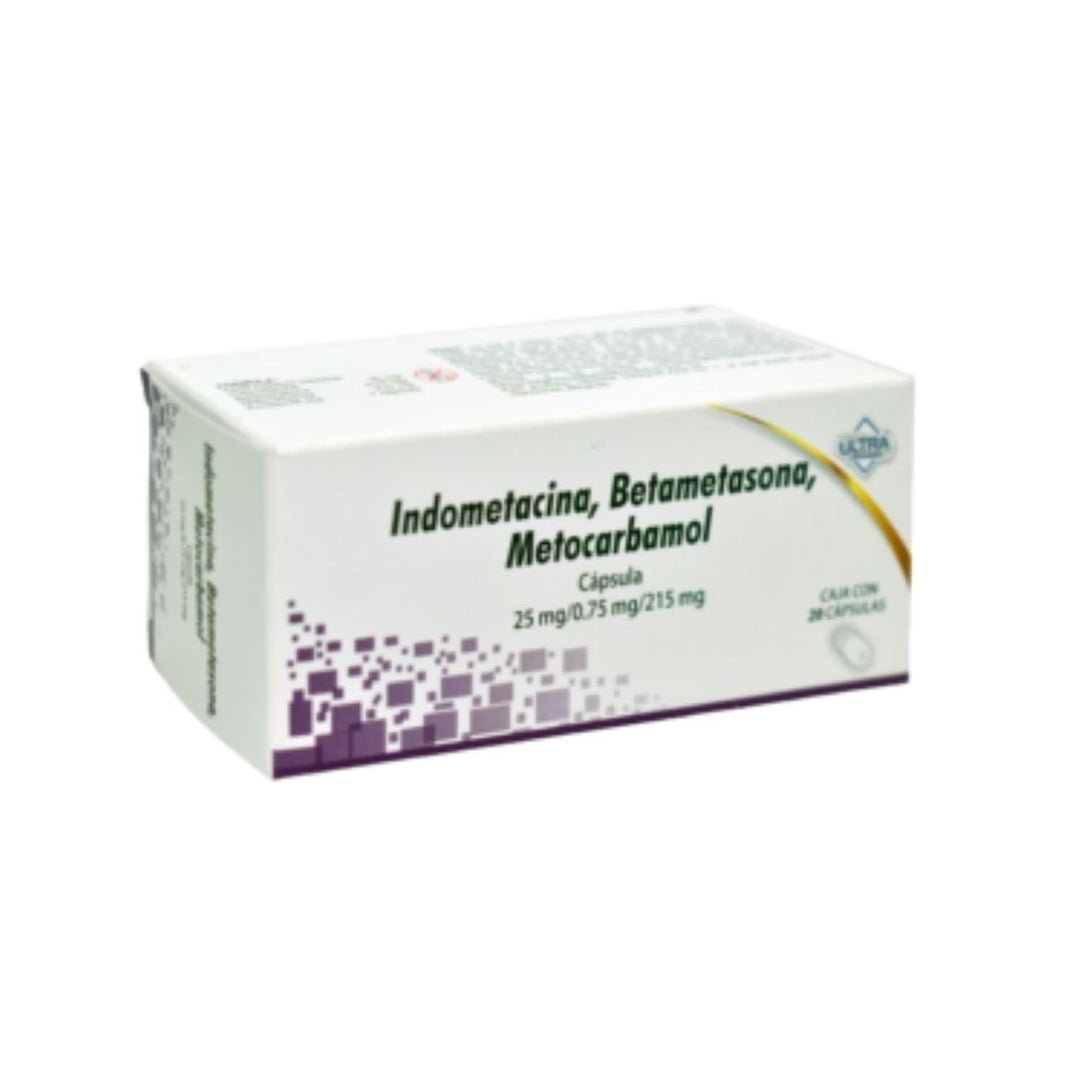 Indometacina, Betametasona, Metocarbamol 25mg / 0.75mg/ 215mg Caja con ...