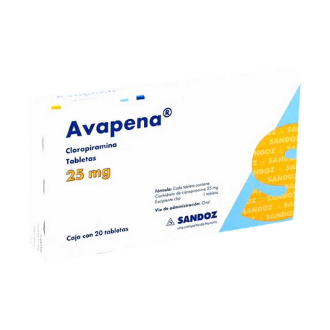 Avapena (Cloropiramina) 25 mg Caja con 20 Tabletas – Farmacia Sanorim