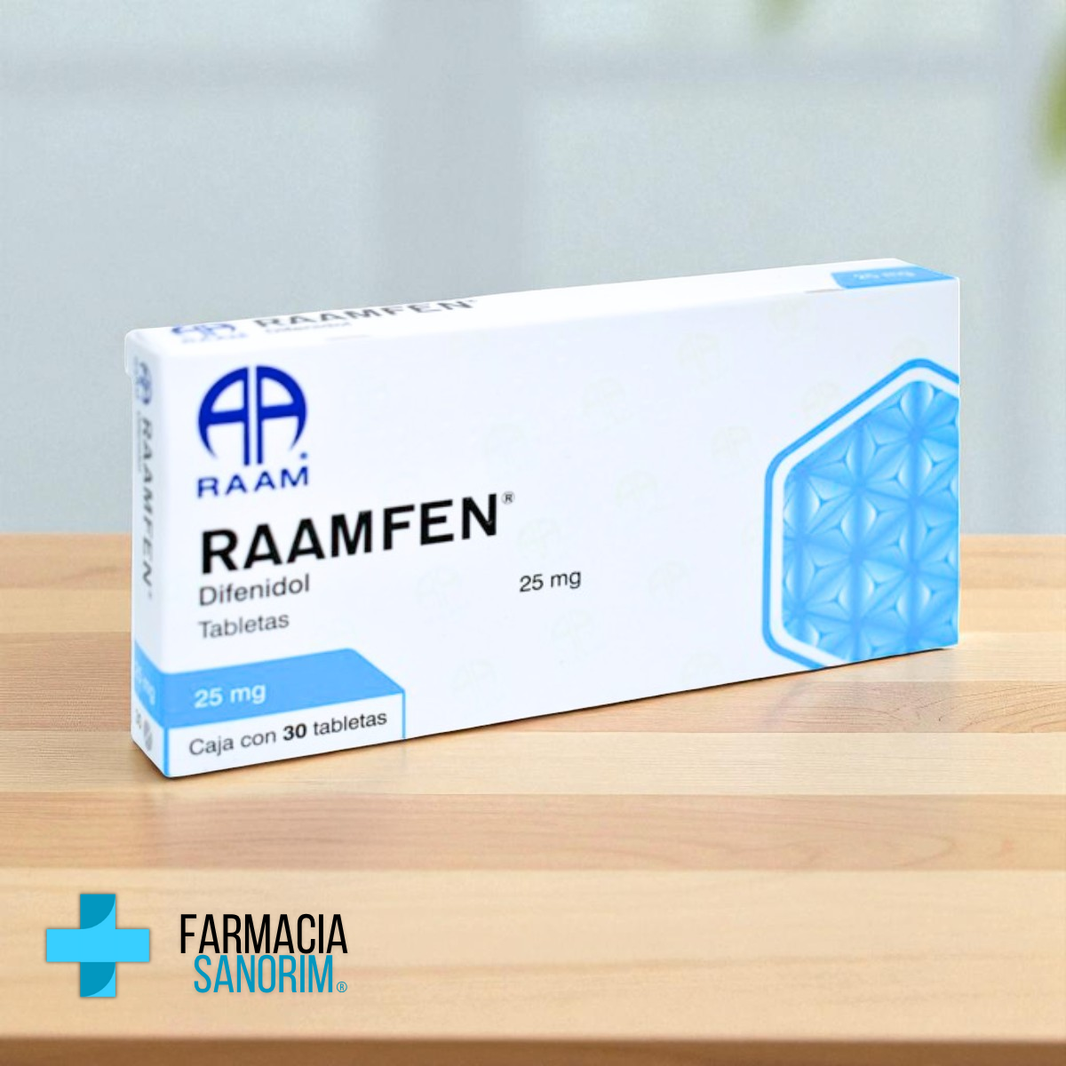 Difenidol 25 mg 30 Tabletas Raamfen RAAM – Farmacia Sanorim