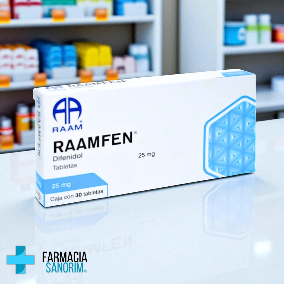 Difenidol 25 mg 30 Tabletas Raamfen RAAM – Farmacia Sanorim