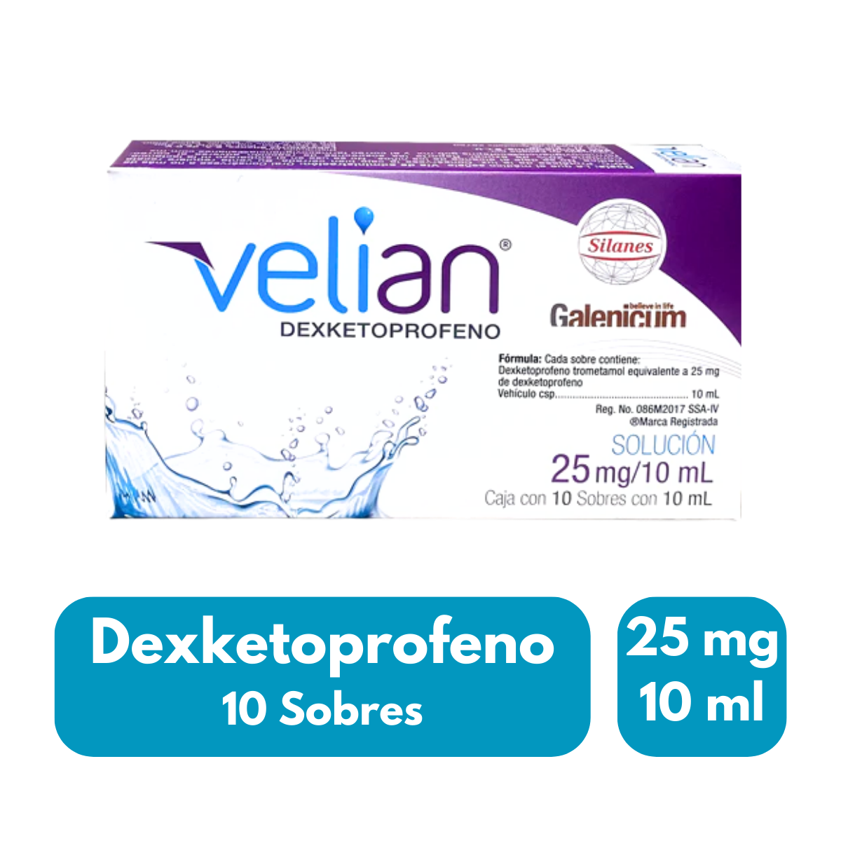 Velian (Dexketoprofeno) 25mg/10ml Solución Caja con 10 Sobres ...