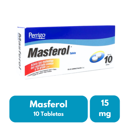 Masferol (Paracetamol-cafeína-fenilefrina-clorfenamina) Caja con 10 Ta ...