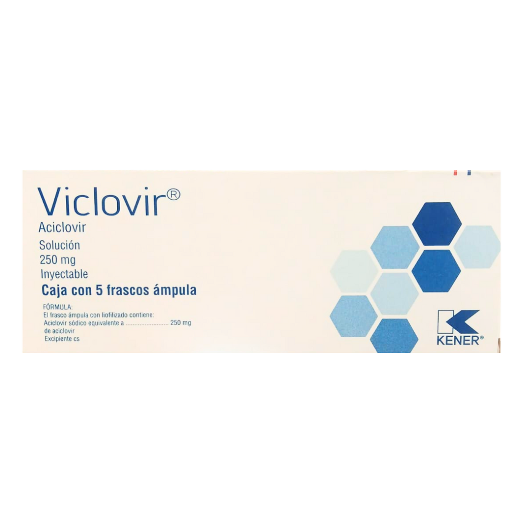 Viclovir (Aciclovir) 250 mg Solución Caja con 5 Frascos Ámpula Inyecta ...