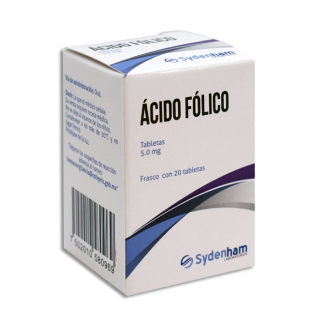 Acido Fólico 5 mg Caja con 20 Tabletas – Farmacia Sanorim