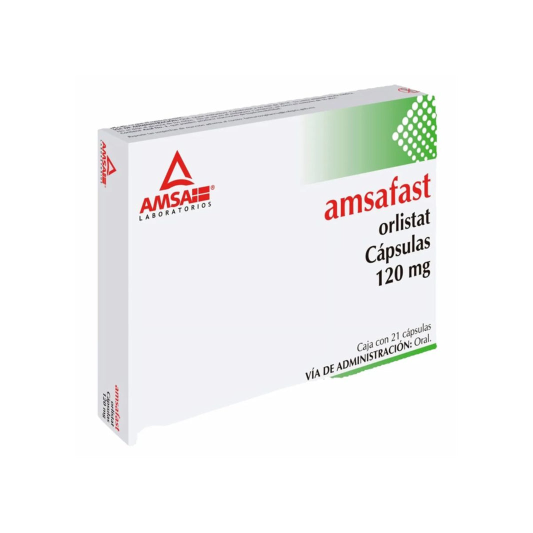 Amsafast (Orlistat) 120 mg Caja con 21 Cápsulas – Farmacia Sanorim