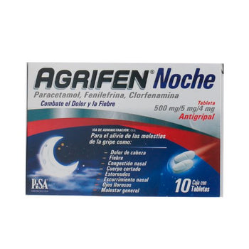 Agrifen Noche Antigripal Caja con 10 Tabletas – Farmacia Sanorim
