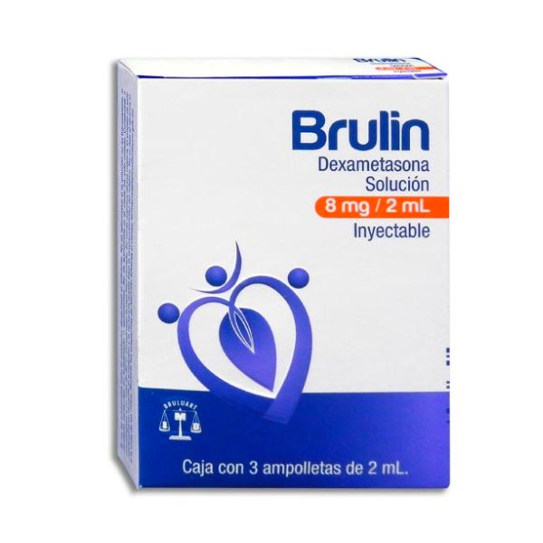 Brulin (Dexametasona) 8 mg/2 ml Caja con 3 Ampolletas Inyectables ...