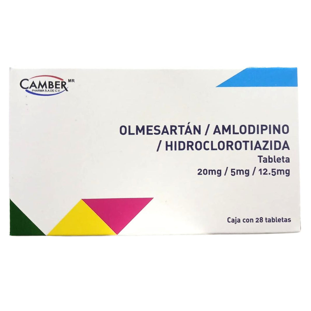Olmesartán 20 mg / Amlodipino 5 mg / Hidroclorotiazida 12.5 mg Caja co ...