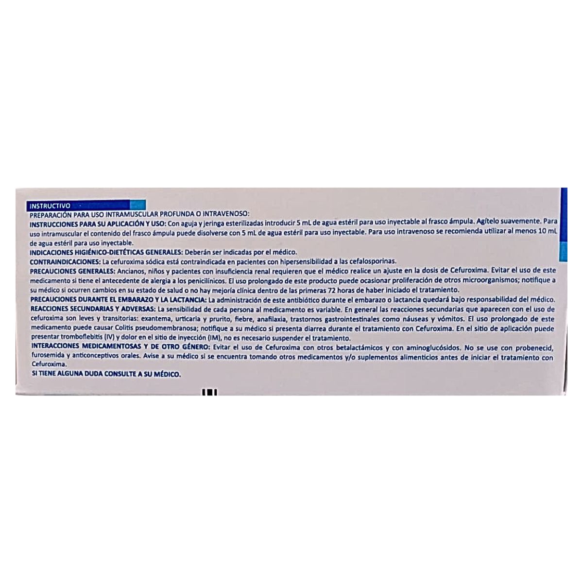 Cefuroxima 750 mg Solución Inyectable – Farmacia Sanorim