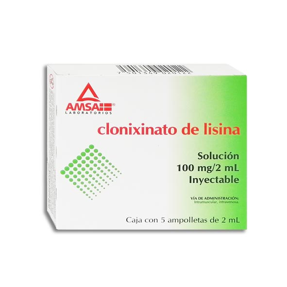Clonixinato de Lisina 100 mg /2 ml Caja con 5 Ampolletas Amsa Laborato ...