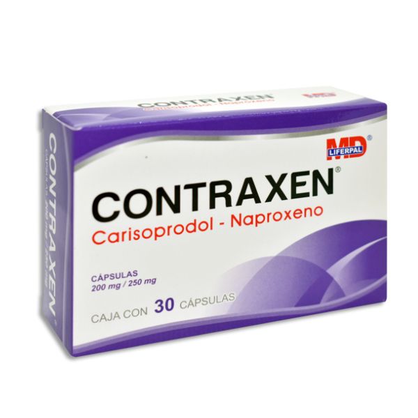 Contraxen (Carisoprodol/Naproxeno) 200 mg/250 mg Caja con 30 Cápsulas ...
