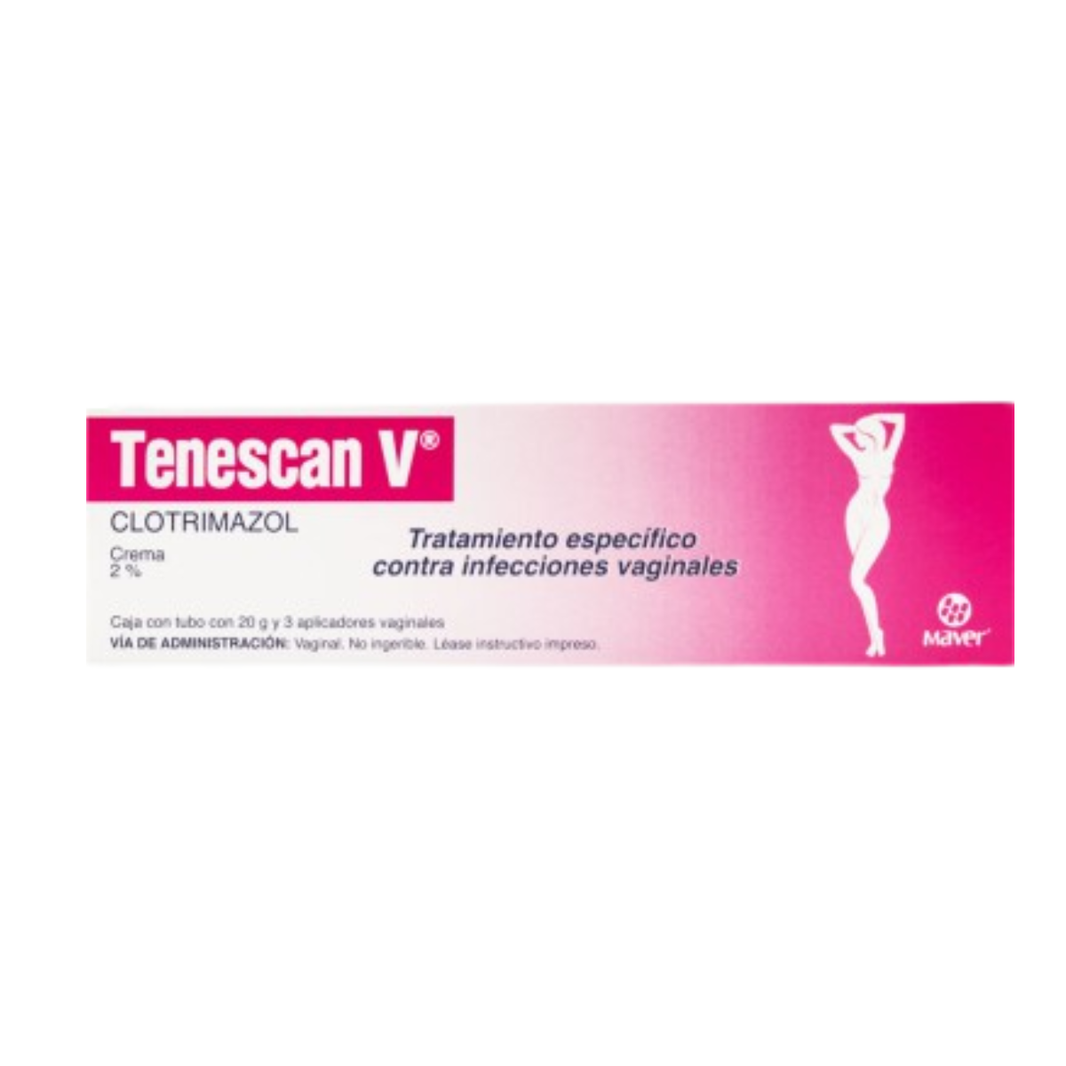 Tenescan V (Clotrimazol) Crema 2% Tubo con 20 g y 3 Aplicadores Vagina ...