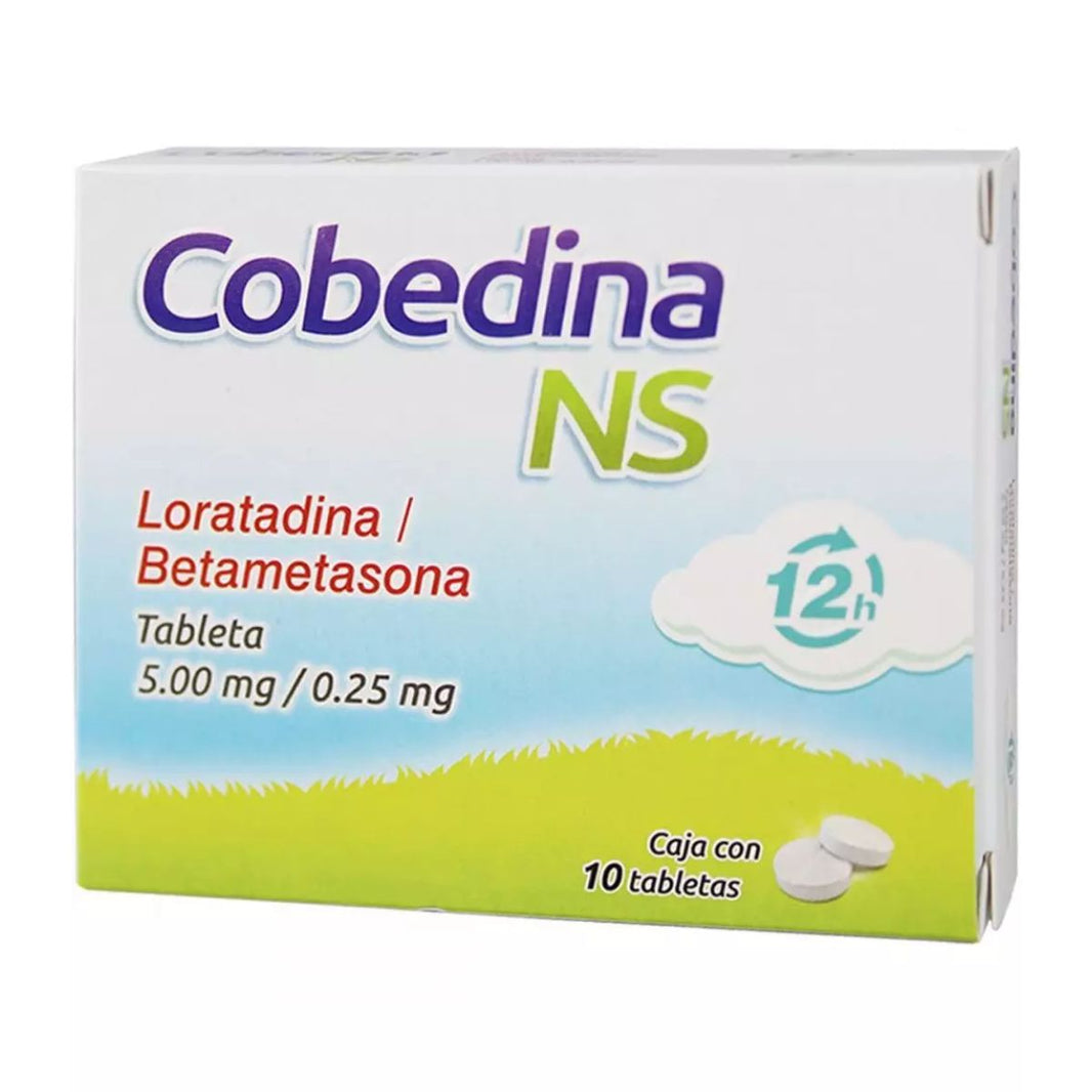 Cobedina NS (Loratadina / Betametasona) 5 mg / 0.25 mg caja con 10 tab – Farmacia Sanorim