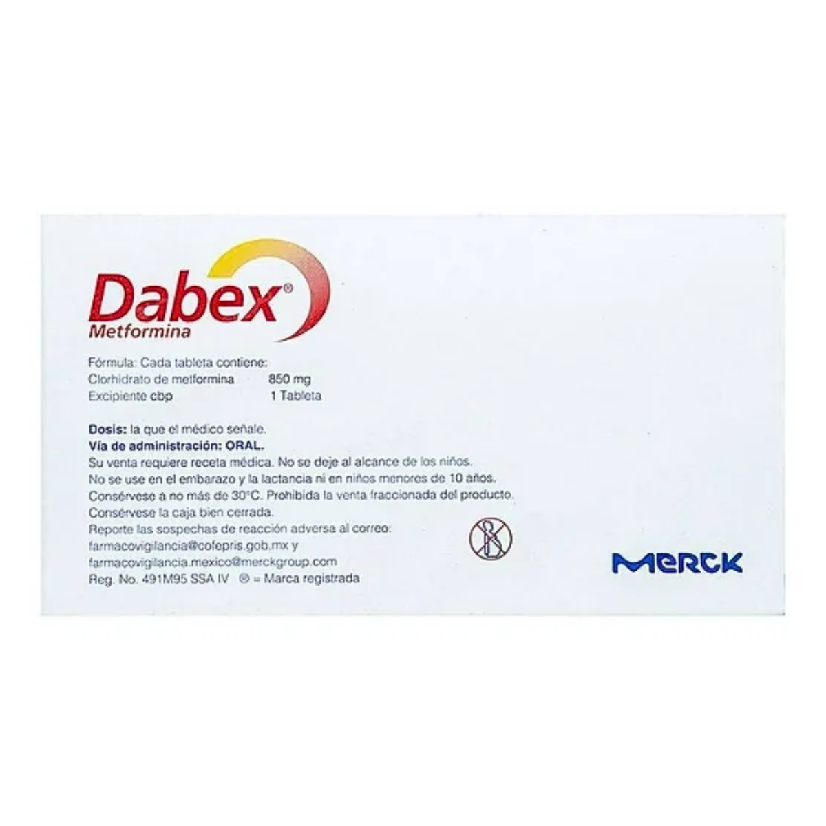 Dabex (Metformina) 850 mg Caja con 30 Tabletas – Farmacia Sanorim