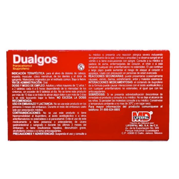 Dualgos (Paracetamol/Ibuprofeno) Caja con 20 Tabletas – Farmacia Sanorim