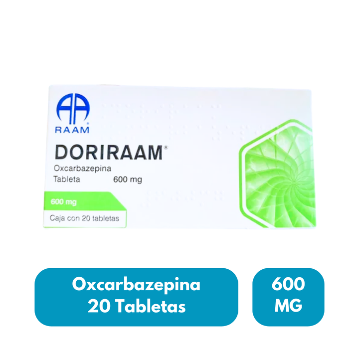 Oxcarbazepina 600mg Caja con 20 Tabletas Doriraam RAAM – Farmacia Sanorim