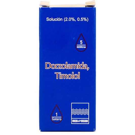 Dorzolamida/Timolol 2.0%/0.5% Solución Oftalmica Frasco Gotero con 5 m ...