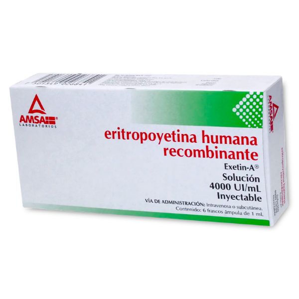 Eritropoyetina Humana Recombinante Caja con 6 Ámpulas de 4000 UI / 1 m ...