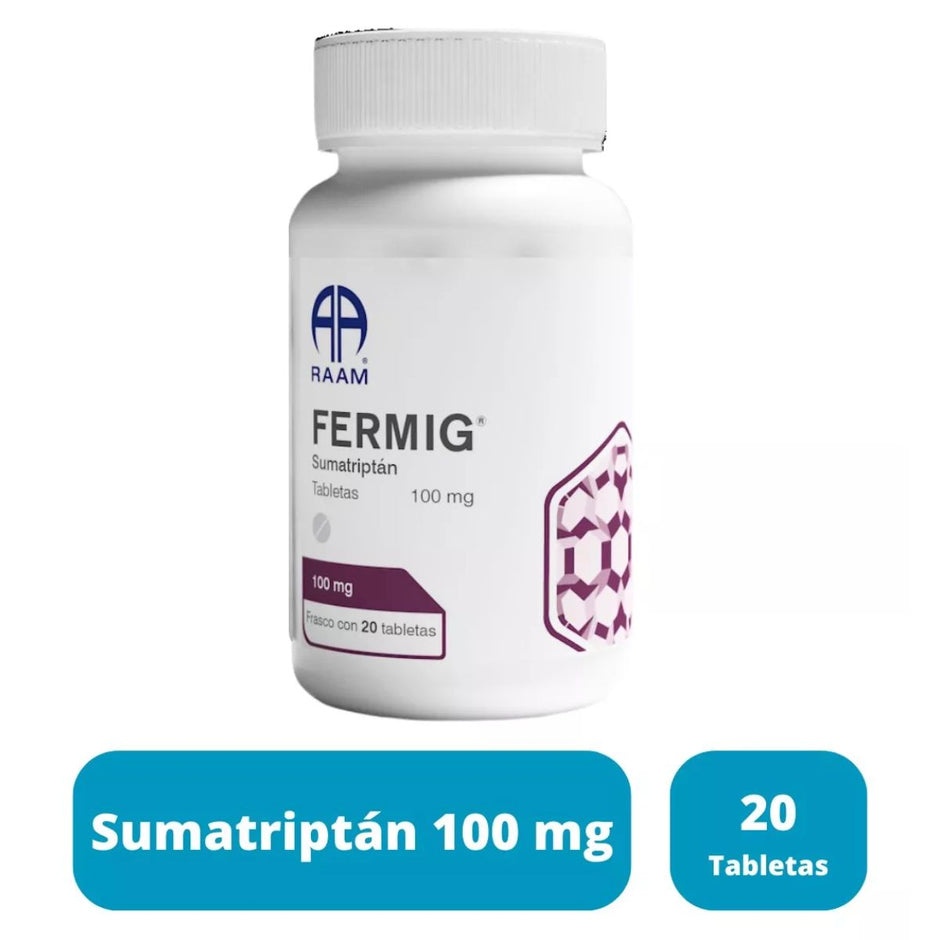 Fermig (Sumatriptan) 100 mg Frasco con 20 Tabletas – Farmacia Sanorim