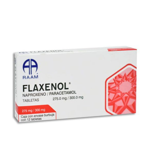 Flaxenol (Naproxeno/Paracetamol) 275 mg/300 mg Caja con 12 Tabletas ...