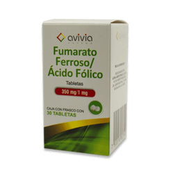 Fumarato Ferroso / Ácido Fólico 350 mg / 1 mg Caja con 20 Tabletas ...