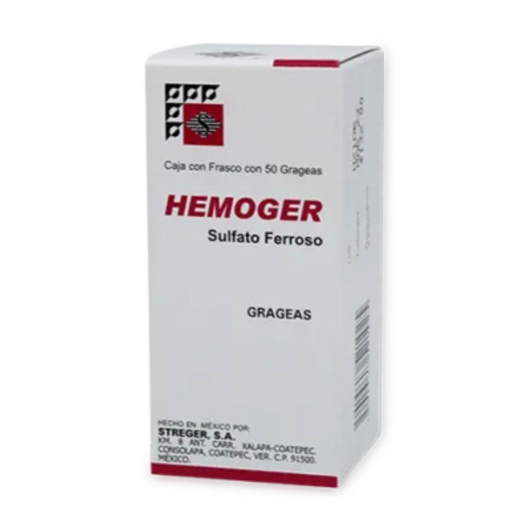 Hemoger Sulfato Ferroso 300 mg Caja con 50 Grageas – Farmacia Sanorim