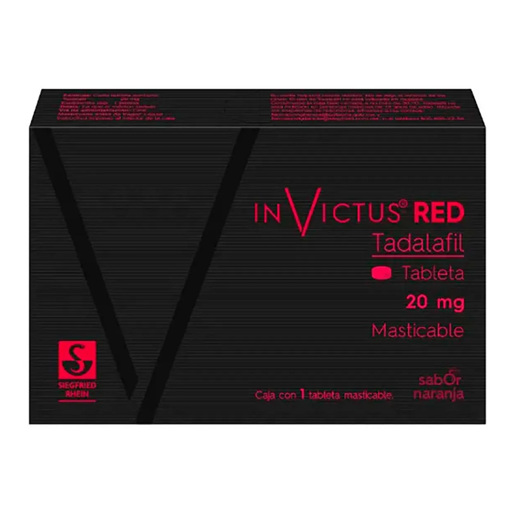 InVictus Red (Tadalafil) 20 mg 1 Tableta Masticable Sabor Naranja ...