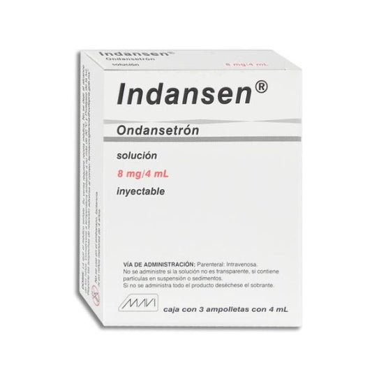 Indansen (Ondansetron) 8mg/4 ml Caja con 3 Ámpulas Inyectables – Farmacia Sanorim