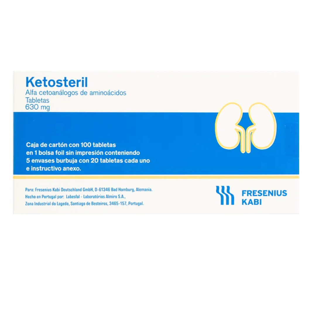 Ketosteril (Alfa Cetoanalogos de Aminoacidos) 630 mg Caja con 100 Tabl ...