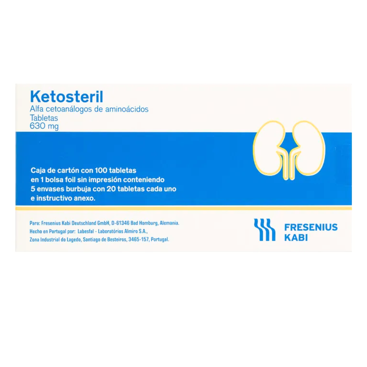 Ketosteril (Alfa Cetoanalogos de Aminoacidos) 630 mg Caja con 100 Tabl ...