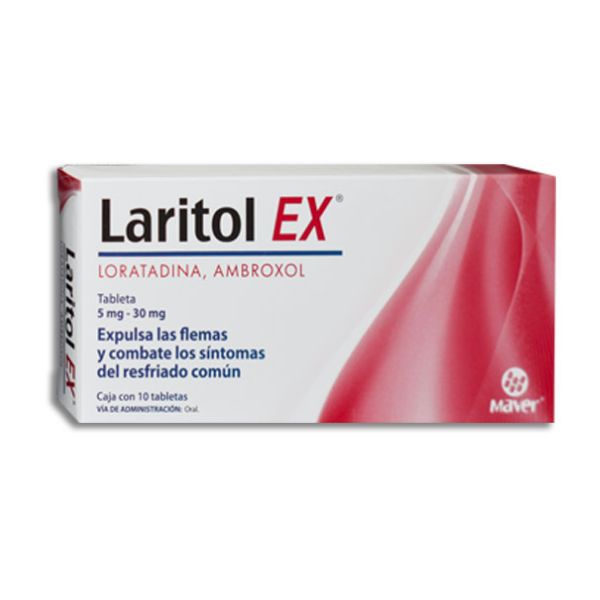 Laritol Ex (Loratadina/Ambroxol) 5 mg/30 mg Caja con 10 Tabletas ...