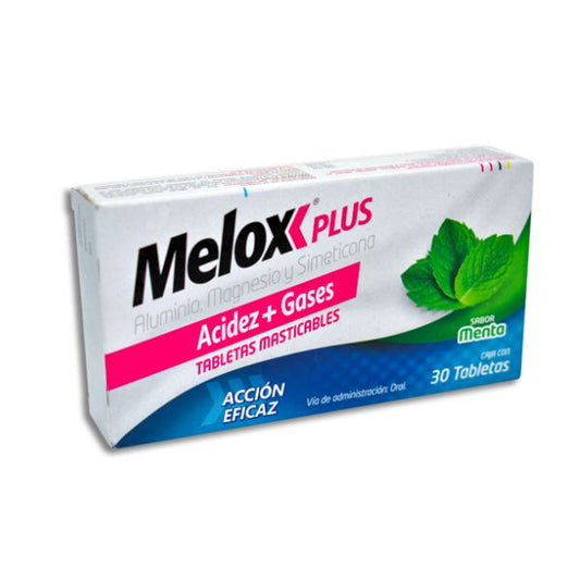 Melox Plus Sabor Menta Caja con 30 Tabletas – Farmacia Sanorim