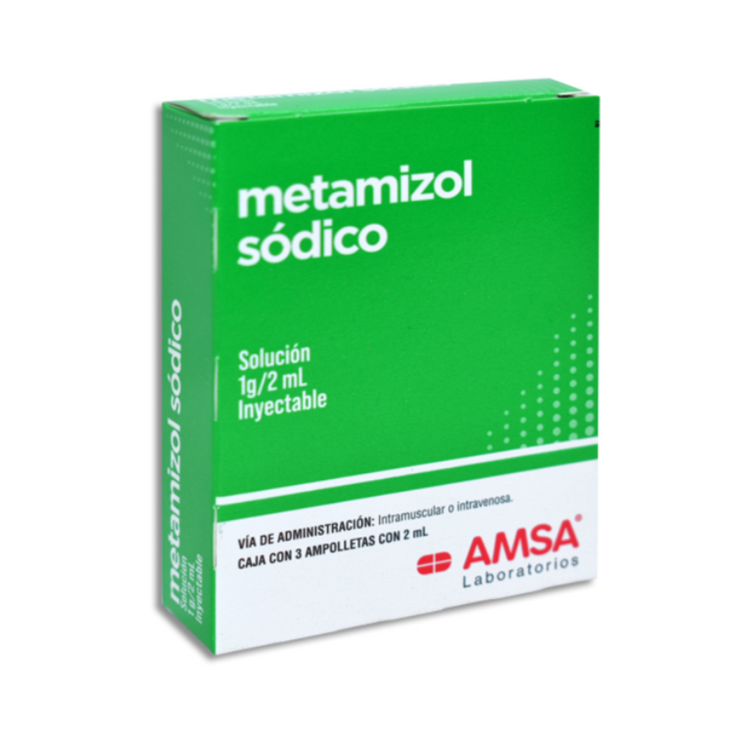 Metamizol Sódico 1 g / 2 ml Inyectable Caja con 3 Ampolletas AMSA Labo ...
