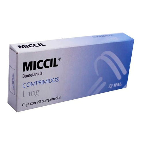 Miccil (Bumetanida) 1 mg Caja con 20 Tabletas – Farmacia Sanorim