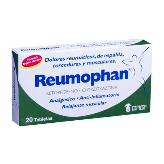 Reumophan (Clorzoxazona/Ketoprofeno 250mg/50mg) Caja con 20 Tabletas ...