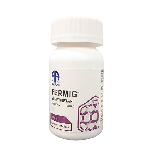 Fermig (Sumatriptan) 100 mg Frasco con 20 Tabletas – Farmacia Sanorim