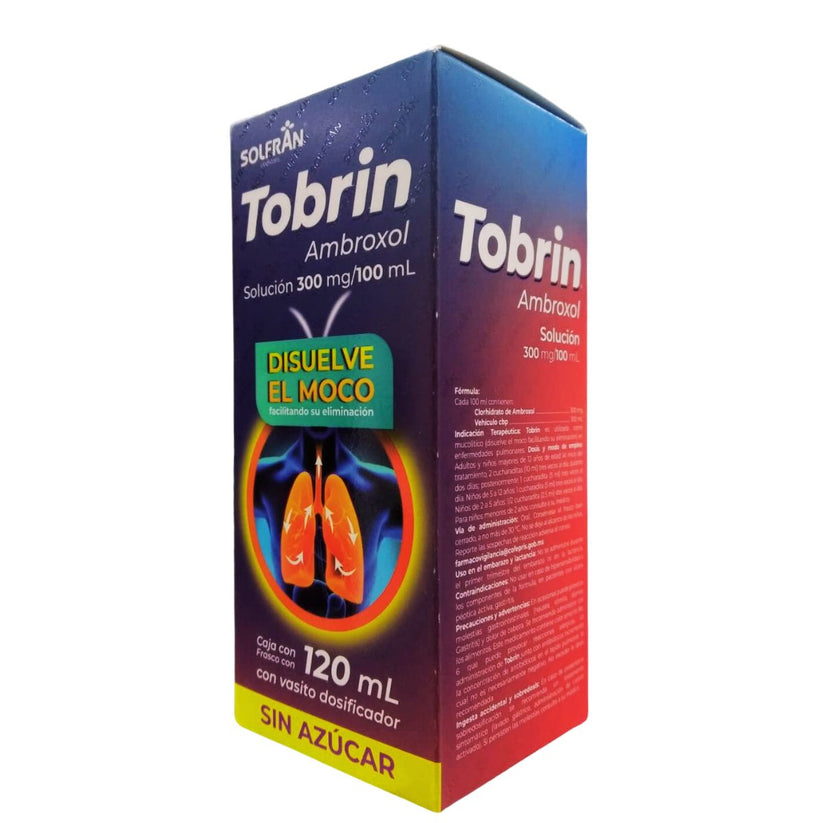 Tobrin (Ambroxol) Sin Azúcar Solución 300 mg/100 ml Frasco de 120 ml ...