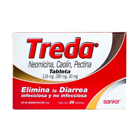 Treda (Neomicina/Caolin/Pectina)129 mg/280 mg/30 mg Caja con 20 Tablet ...