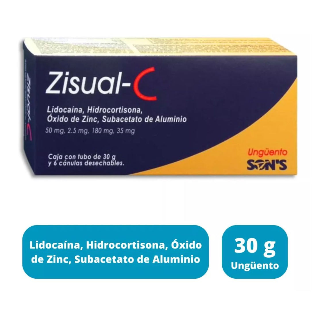 Zisual-C ( Lidocaína, Hidrocortisona, Oxido de Zinc, Subacetato de Alu ...