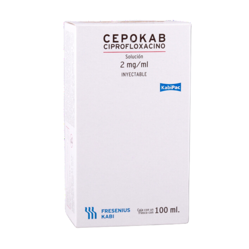 Cepokab (Ciprofloxacino) 2 mg/ml Caja con Frasco con Solución Inyectab – Farmacia Sanorim