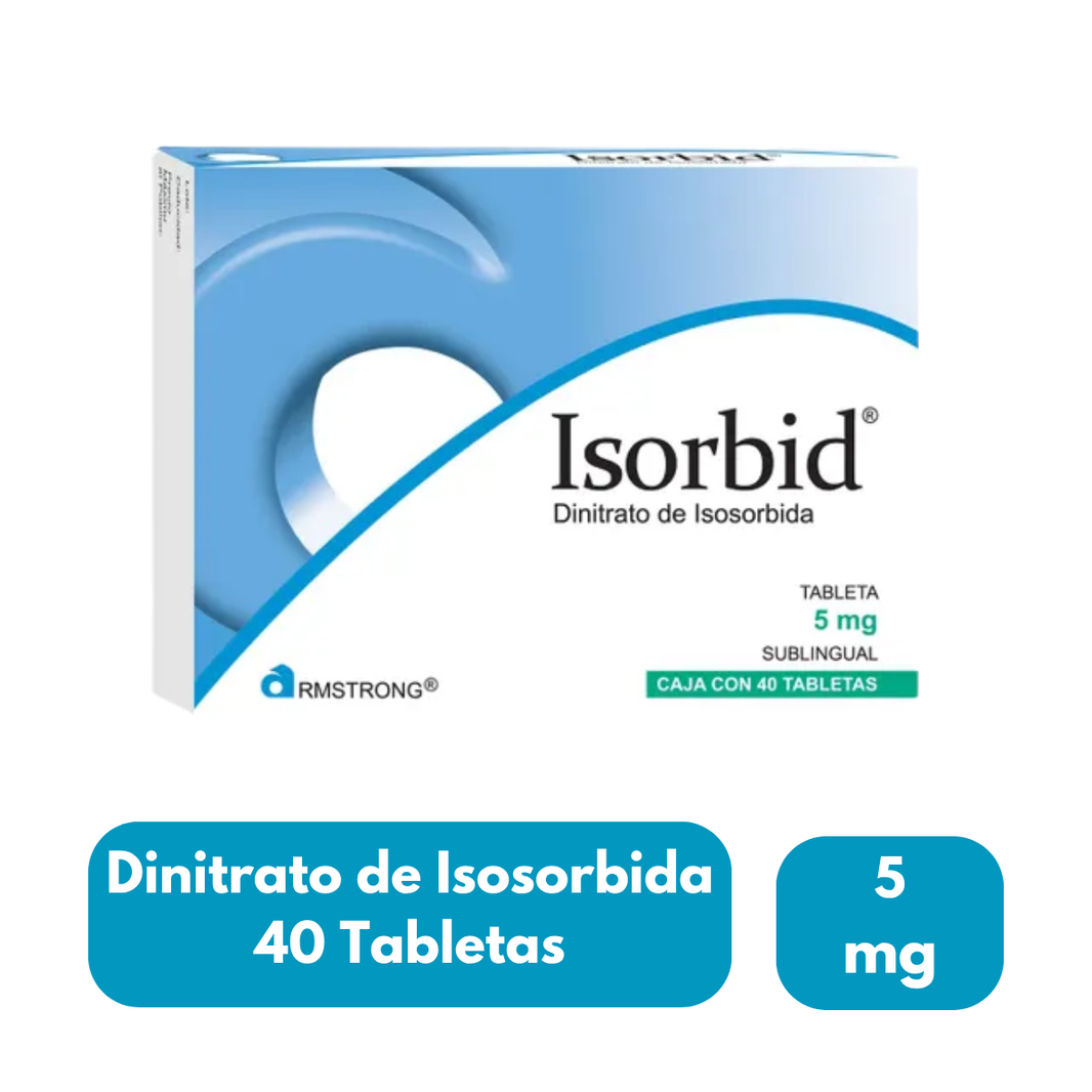 Isorbid (Dinitrato de Isosorbida) 5 mg Sublingual Caja con 40 Tabletas ...