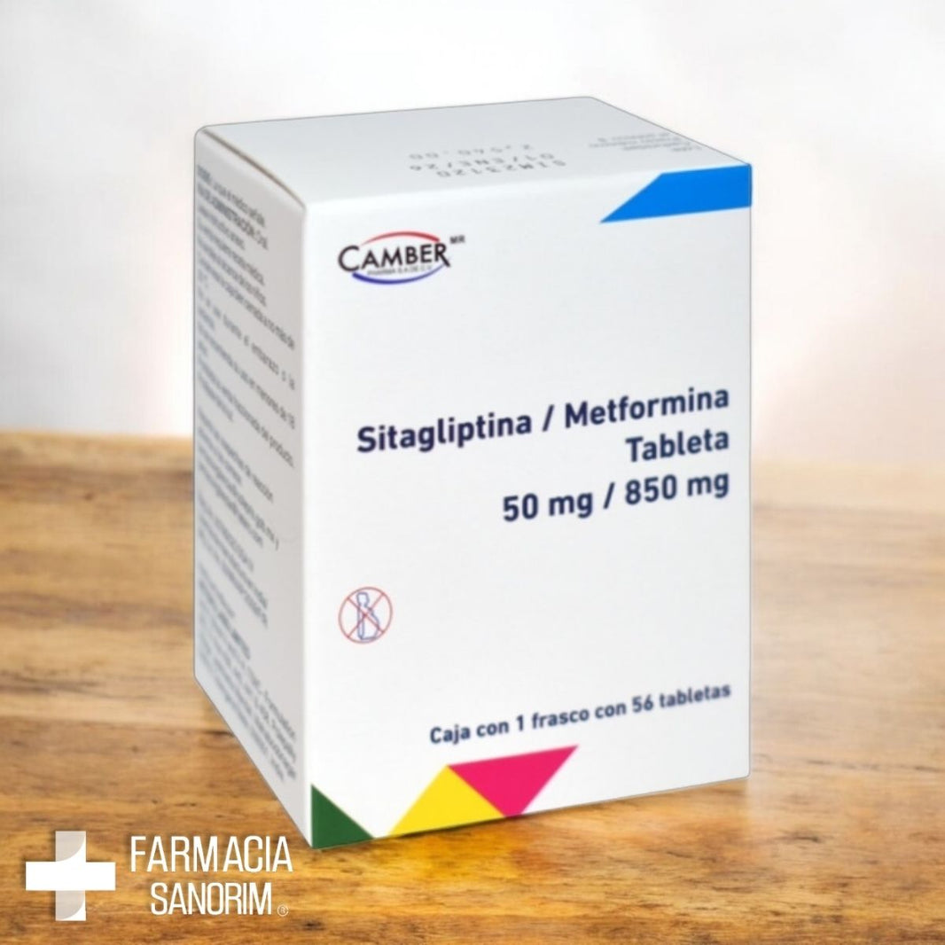 Sitagliptina / Metformina 50 mg / 850 mg Caja con 56 Tabletas Camber P ...
