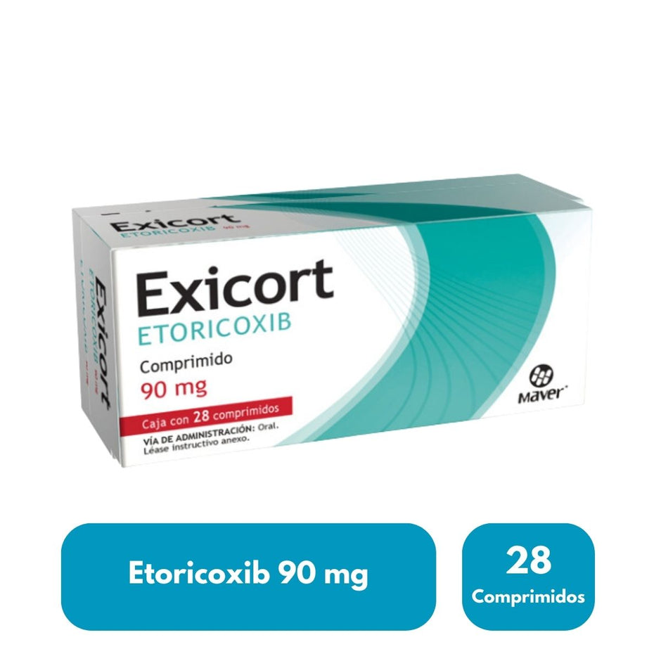 Exicort (Etoricoxib) 90 mg Caja con 28 comprimidos | Maver Laboratorio ...
