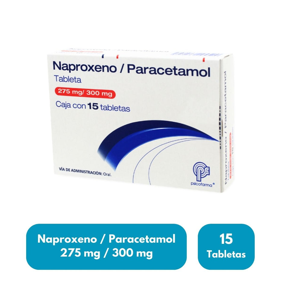 Naproxeno / Paracetamol 275 mg / 300 mg Caja con 15 Tabletas Psicofarm ...