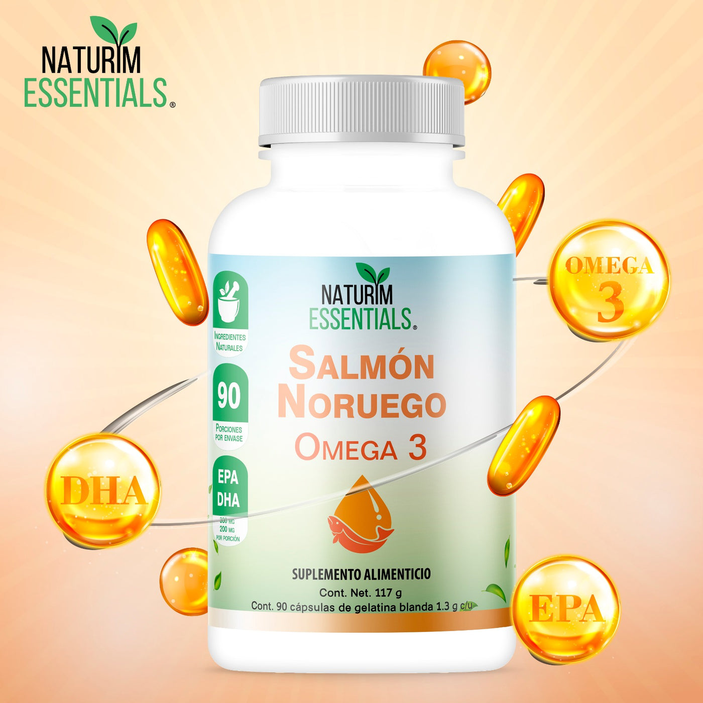 Omega 3 de Salmón Noruego Naturim Essentials Frasco con 90 Cápsulas ...