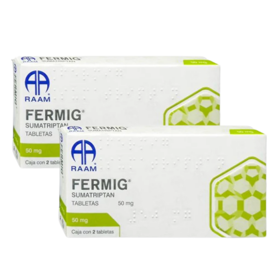 Fermig (Sumatriptan) 50 mg Caja con 2 Tabletas – Farmacia Sanorim