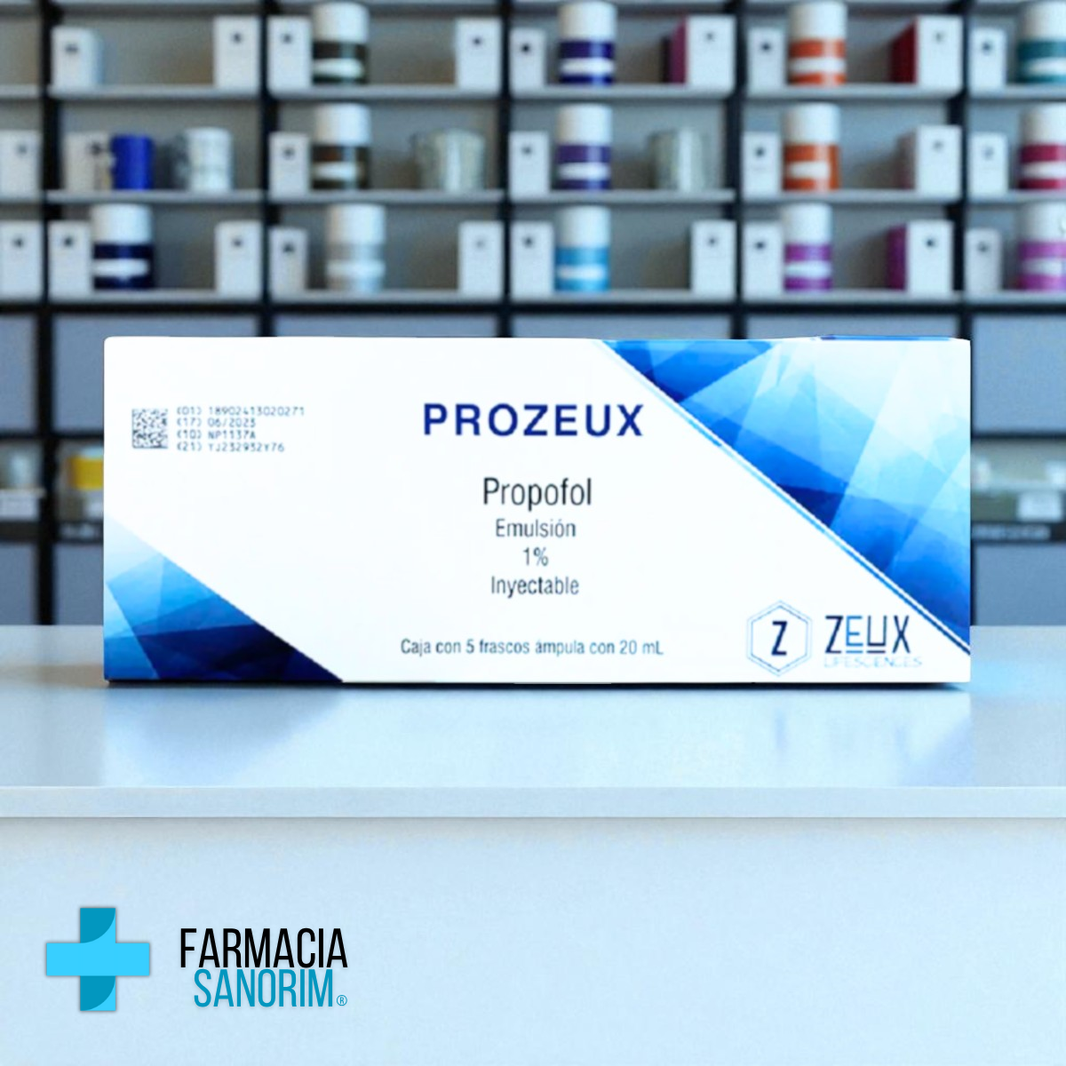 Propofol Emulsión Inyectable 1% 5 Ampulas 20 ml Prozeux – Farmacia Sanorim