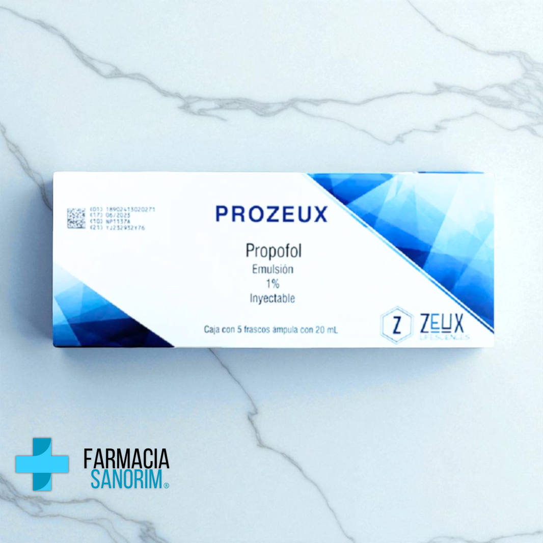 Propofol Emulsión Inyectable 1% 5 Ampulas 20 ml Prozeux – Farmacia Sanorim