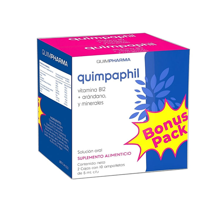 Quimpaphil Vitamina B12 Suplemento 20 Ampolletas Orales – Farmacia Sanorim