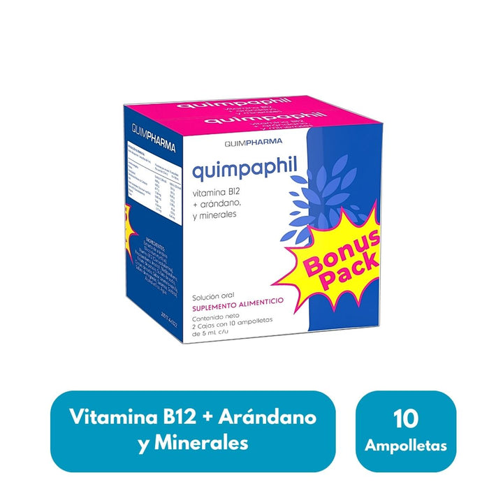 Quimpaphil Vitamina B12 Suplemento 20 Ampolletas Orales – Farmacia Sanorim